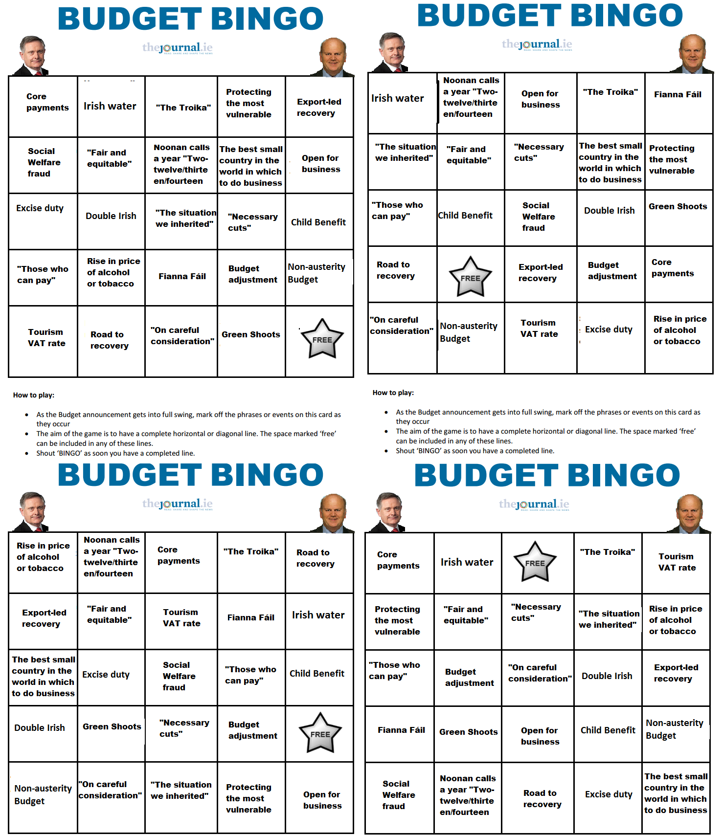 PLAY Budget Bingo 2015 The Daily Edge