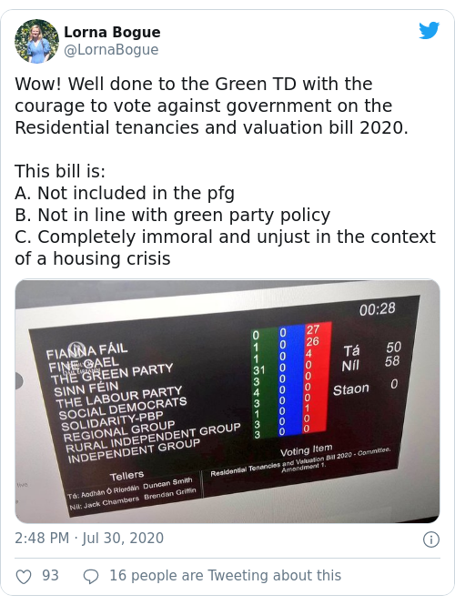 Green Party TD Neasa Hourigan resigns as party whip after voting ...