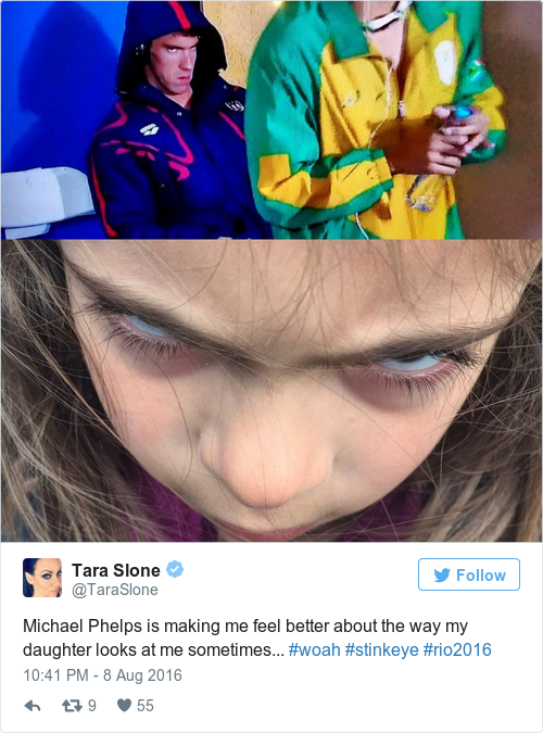 Michael Phelps' evil game-face has become a massive meme