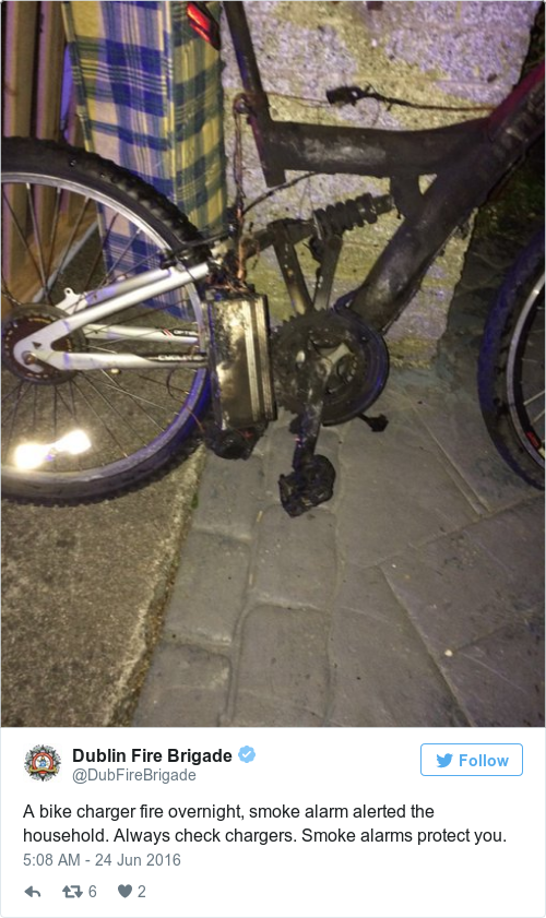 Warning after electric bike battery goes on fire inside house