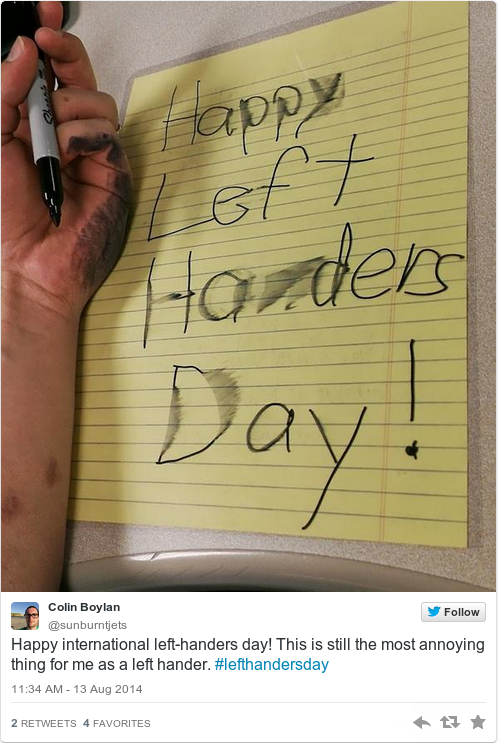 Lefties have been sharing their struggles for National Left Handers Day